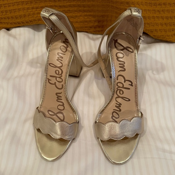 Sam Edelman | Shoes | Sam Edelman Gold Block Heels | Poshmark